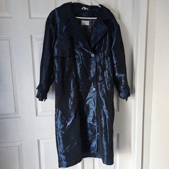 elements | Jackets & Coats | Vintage 9s Blue Reflective Trench Coat ...